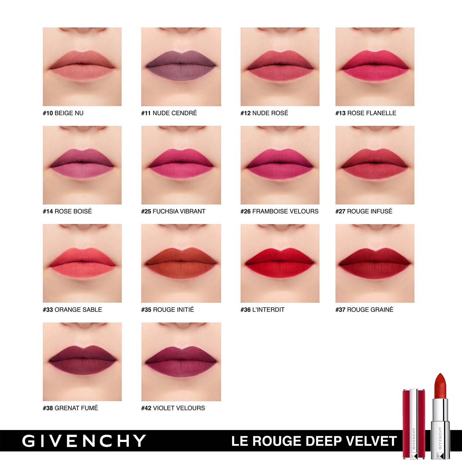 Le Rouge Deep Velvet - Rouge à lèvres fini mat poudré de GIVENCHY ≡ SEPHORA