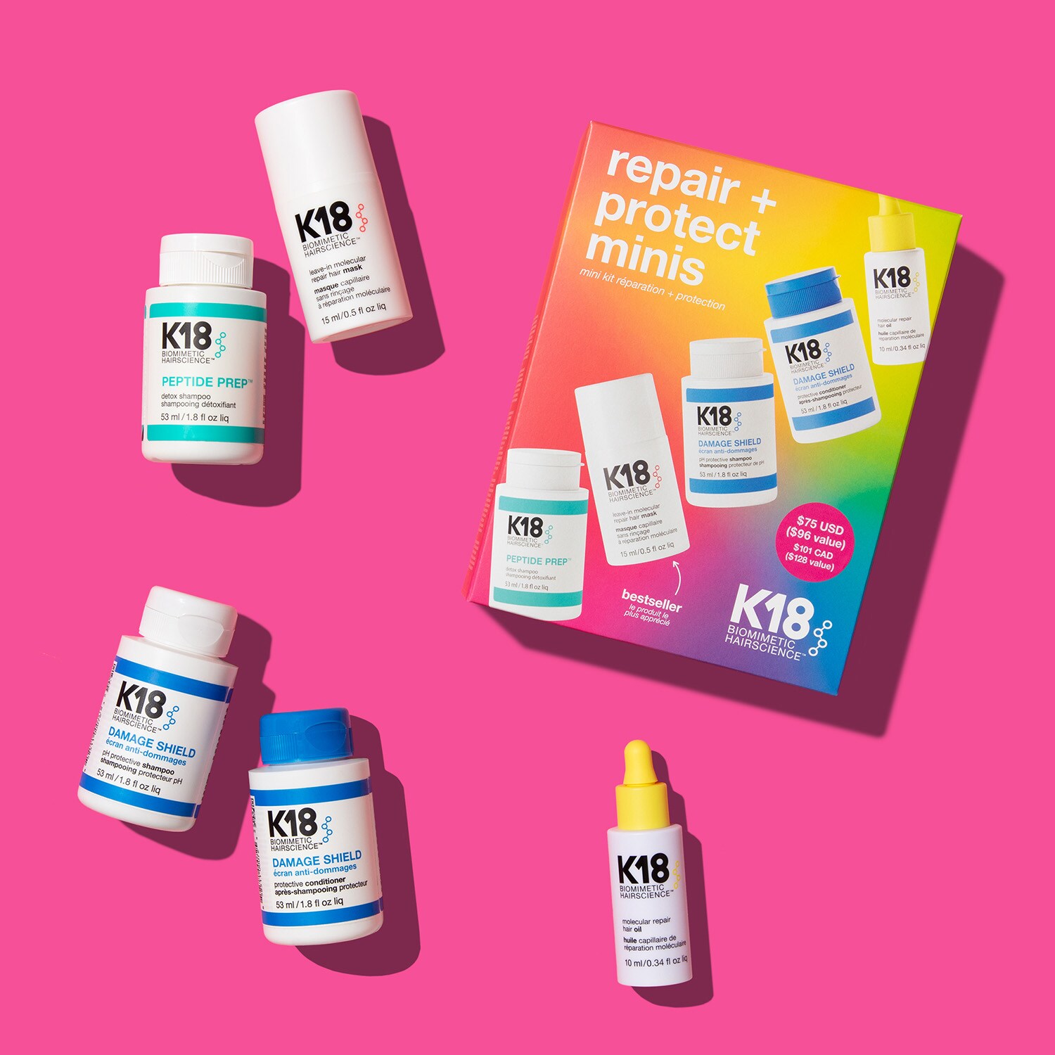 Repair + Protect Minis - Coffret Routine Réparation et Anti-frisottis de K18 ≡ SEPHORA