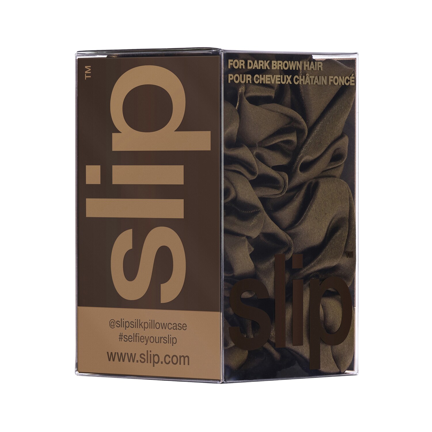 Back to basics – Gumičky do vlasů z čistého hedvábí, tmavá kaštanově ...