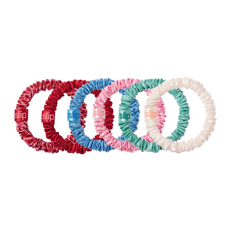 elastice de par skinny, din matase pura, saculet gratuit - 6 bucati ...